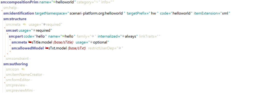 Définition de la structure XML du document